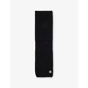 Moncler Brand-appliqué Wool And Cashmere-blend Scarf - Black
