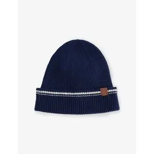 Eleventy Cashmere Beanie With Striped Trim