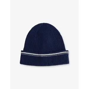 Eleventy Cashmere Beanie With Striped Trim