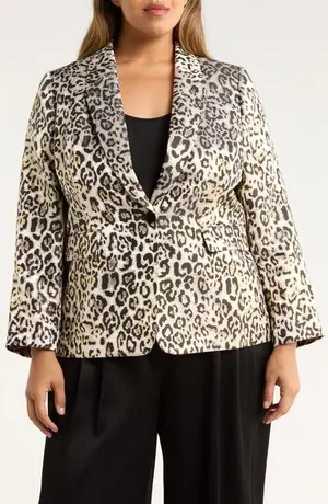 TAHARI ASL Leopard Metallic Blazer