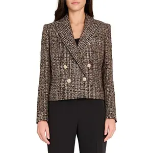 TAHARI ASL Metallic Bouclé Crop Jacket