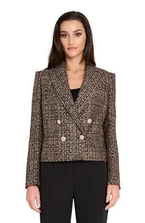 TAHARI ASL Metallic Bouclé Crop Jacket