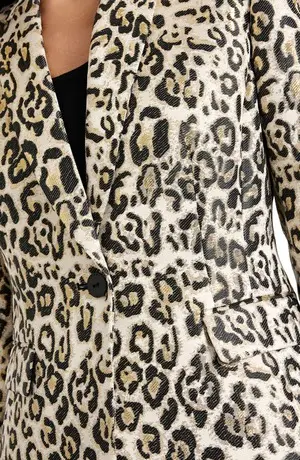 TAHARI ASL Leopard Print Metallic Blazer