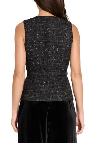 TAHARI ASL Rhinestone Bouclé Vest