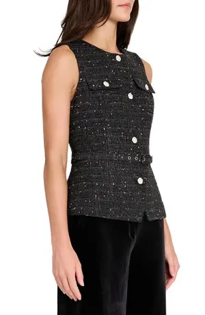 TAHARI ASL Rhinestone Bouclé Vest