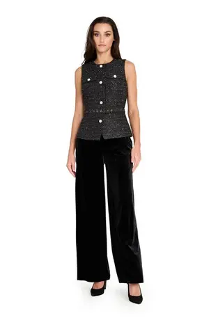 TAHARI ASL Rhinestone Bouclé Vest