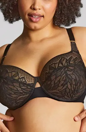 Panache Sophia Underwire Full Coverage Stretch Lace Bra - Black