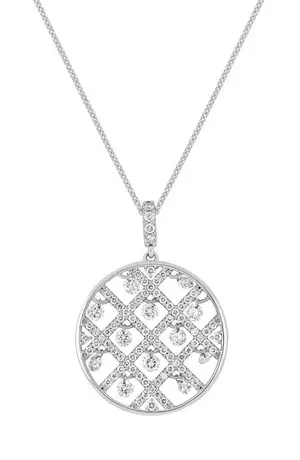 Bony Levy Audrey Diamond Lattice Medallion Necklace - 18k White Gold