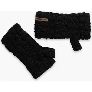 Turtle Fur Mika Wool Fingerless Mittens - Black