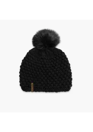 Turtle Fur Snowfall Pom Slouch Beanie Black