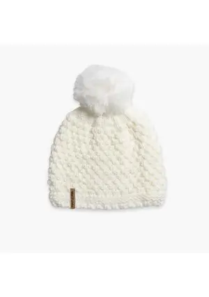 Turtle Fur Snowfall Pom Slouch Beanie White
