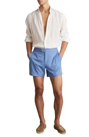 REISS Sun Flat Front Swim Trunks - French Blue