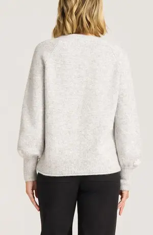Matty M. Daphne Floral Embroidery Sweater - Heather Grey