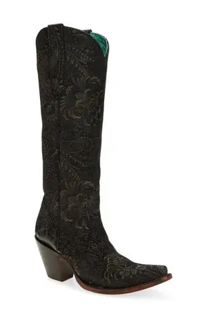 CORRAL Floral Knee High Western Boot