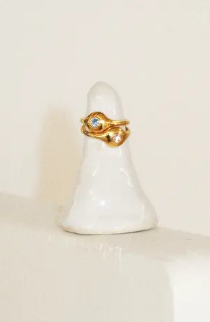 JOIANA JEWELRY Stone Pinky Ring - Light Sapphire/gold