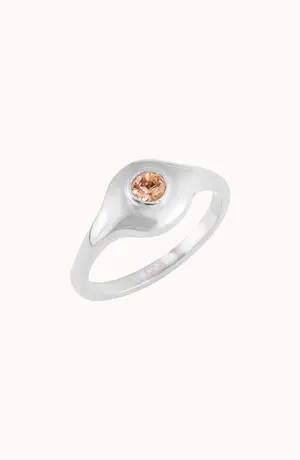 JOIANA JEWELRY Stone Pinky Ring - Rose/white Silver