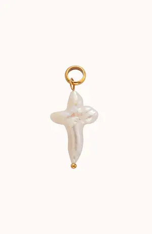 JOIANA JEWELRY Pearl Cross Pendant - Gold