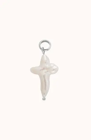 JOIANA JEWELRY Pearl Cross Pendant - Silver