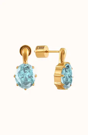 JOIANA JEWELRY Romy Zirconia Stud Drop Earrings - Aquamarine/gold