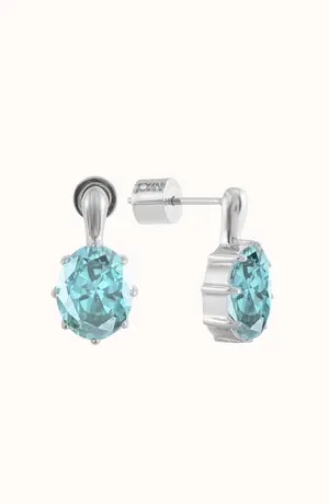 JOIANA JEWELRY Romy Zirconia Stud Drop Earrings - Aquamarine/white Silver