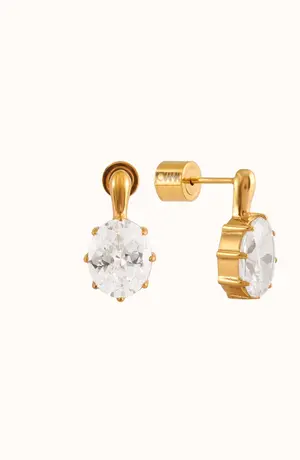 JOIANA JEWELRY Romy Zirconia Stud Drop Earrings - Crystal/gold