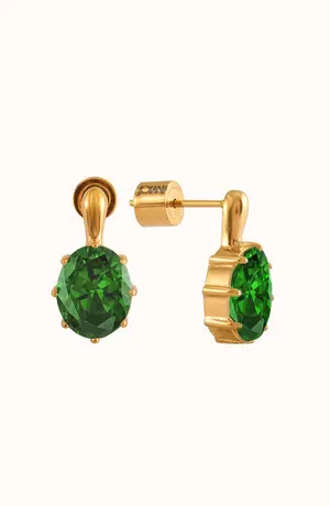 JOIANA JEWELRY Romy Zirconia Stud Drop Earrings Emerald /gold