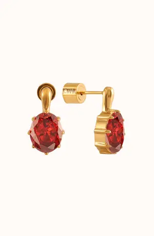 JOIANA JEWELRY Romy Zirconia Stud Drop Earrings - Garnet/gold