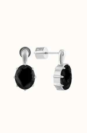 JOIANA JEWELRY Romy Zirconia Stud Drop Earrings - Onyx/white Silver