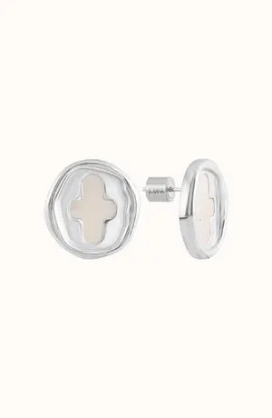 JOIANA JEWELRY Stamp Coin Earrings - Silver/white