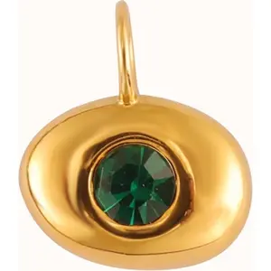 JOIANA JEWELRY Zirconia Bean Charm Pendant - Gold/emerald