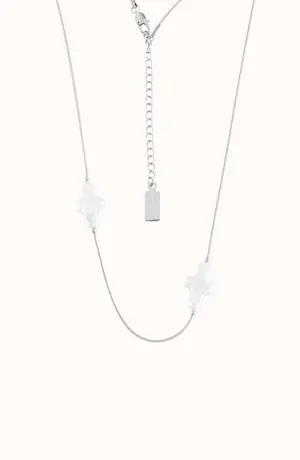 JOIANA JEWELRY Pearl Cross Chain Necklace - White Silver