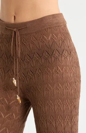 Elan Pointelle Cover-up Pants - Brown