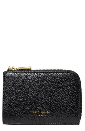 Kate Spade New York Mini Pebble Leather Zip Card Case - Black