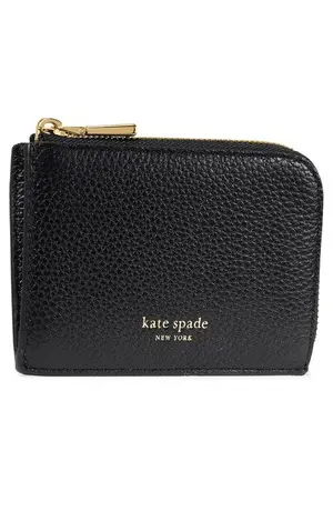 Kate Spade New York Mini Pebble Leather Zip Card Case - Black