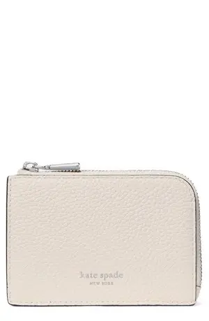 Kate Spade New York Mini Pebble Leather Zip Card Case - Cashew Milk