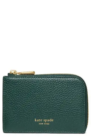 Kate Spade New York Mini Pebble Leather Zip Card Case Midnight Pine