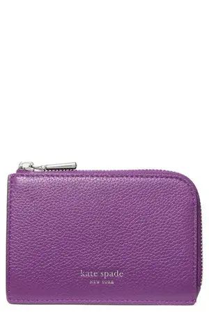 Kate Spade New York Mini Pebble Leather Zip Card Case Nightshade.