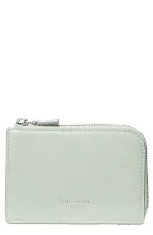 Kate Spade New York Mini Glazed Leather Zip Card Case - Mint Frosting