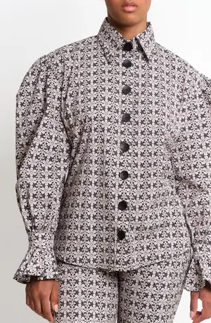 THE LULO PROJECT Sotomayor Puff Sleeve Button-up Shirt