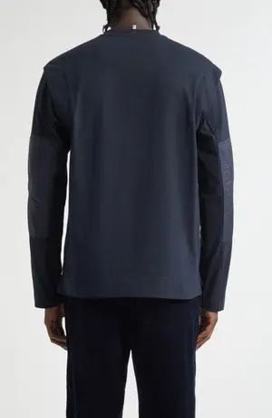 Moncler Long Sleeve Mixed Media T-shirt