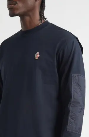 Moncler Long Sleeve Mixed Media T-shirt