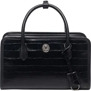 ORYANY Claude Leather Satchel Croco Black