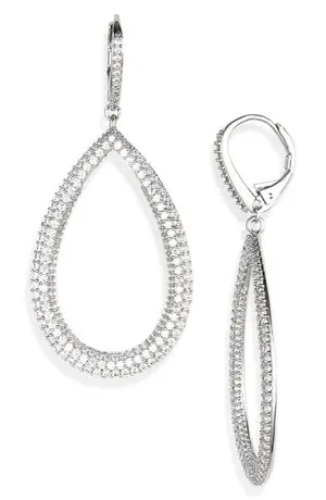 Nadri Crushed Teardrop Earrings - Rhodium