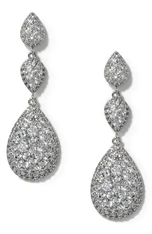 Nadri Crushed Pavé Triple Drop Earrings