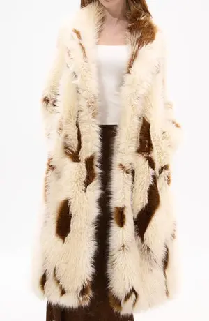 AZALEA WANG Miles Faux Fur Coat - Cream Multi