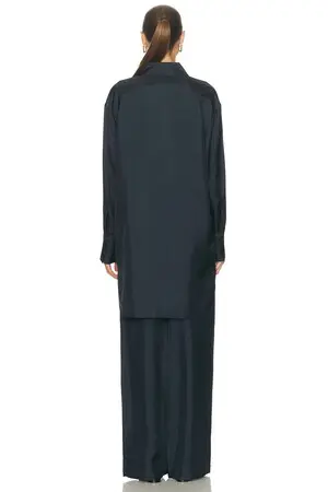 RÓHE Oversized Silk Button-down Top - Storm