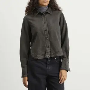 Closed Curved Hem Denim Shirt