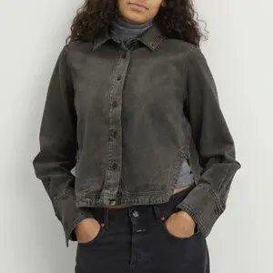 Closed Curved Hem Denim Shirt