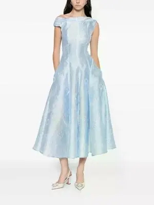 Talbot Runhof Floral-embroidered Dress