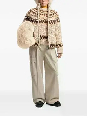 Moncler Patterned Zip Cardigan - Neutrals